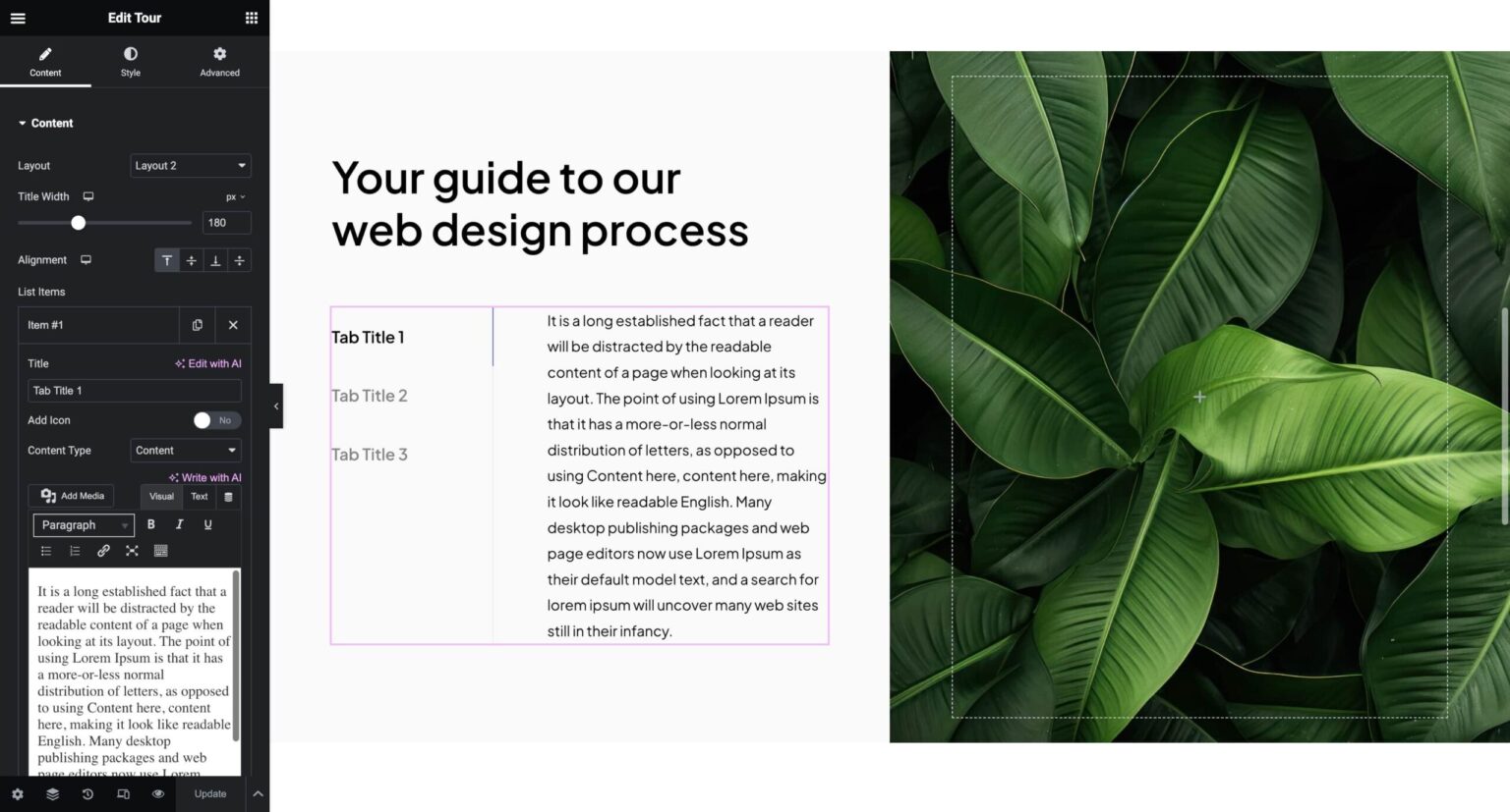 Tour – Vertical Tabs Elementor Widget - GW Elementor Addons & Themes Documentation