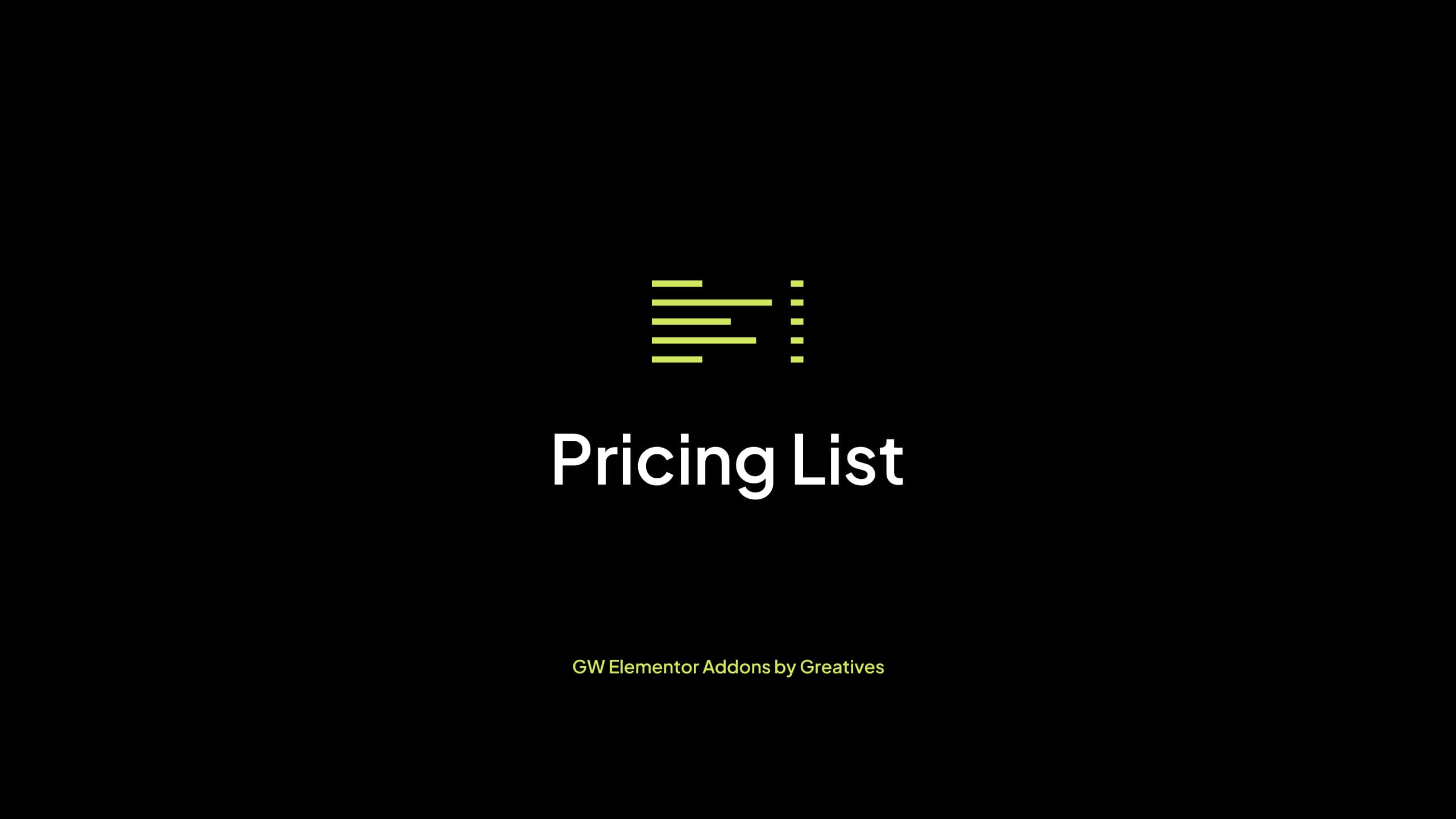 Pricing List Elementor Widget - GW Elementor Addons & Themes Documentation